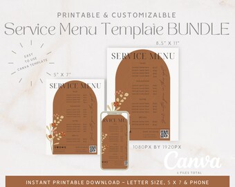 Service Menu Price List Bundle Canva Template Download - Etsy