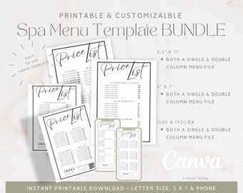 Service Menu Price List Bundle Canva Template Download - Etsy