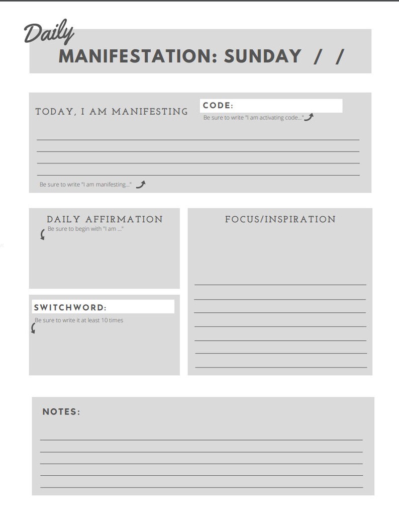 Bundle: All-in-one Daily Manifest Planner (7 Days) With Grabovoi Codes ...