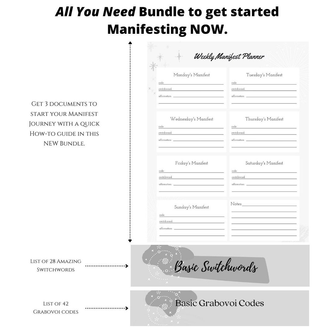Weekly Manifest Planner With Grabovoi Codes, Switchwords and Quick ...
