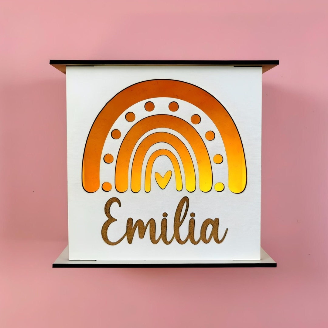 Unicorn Rainbow Wooden Lamp Personalized for Children and Babies for ...