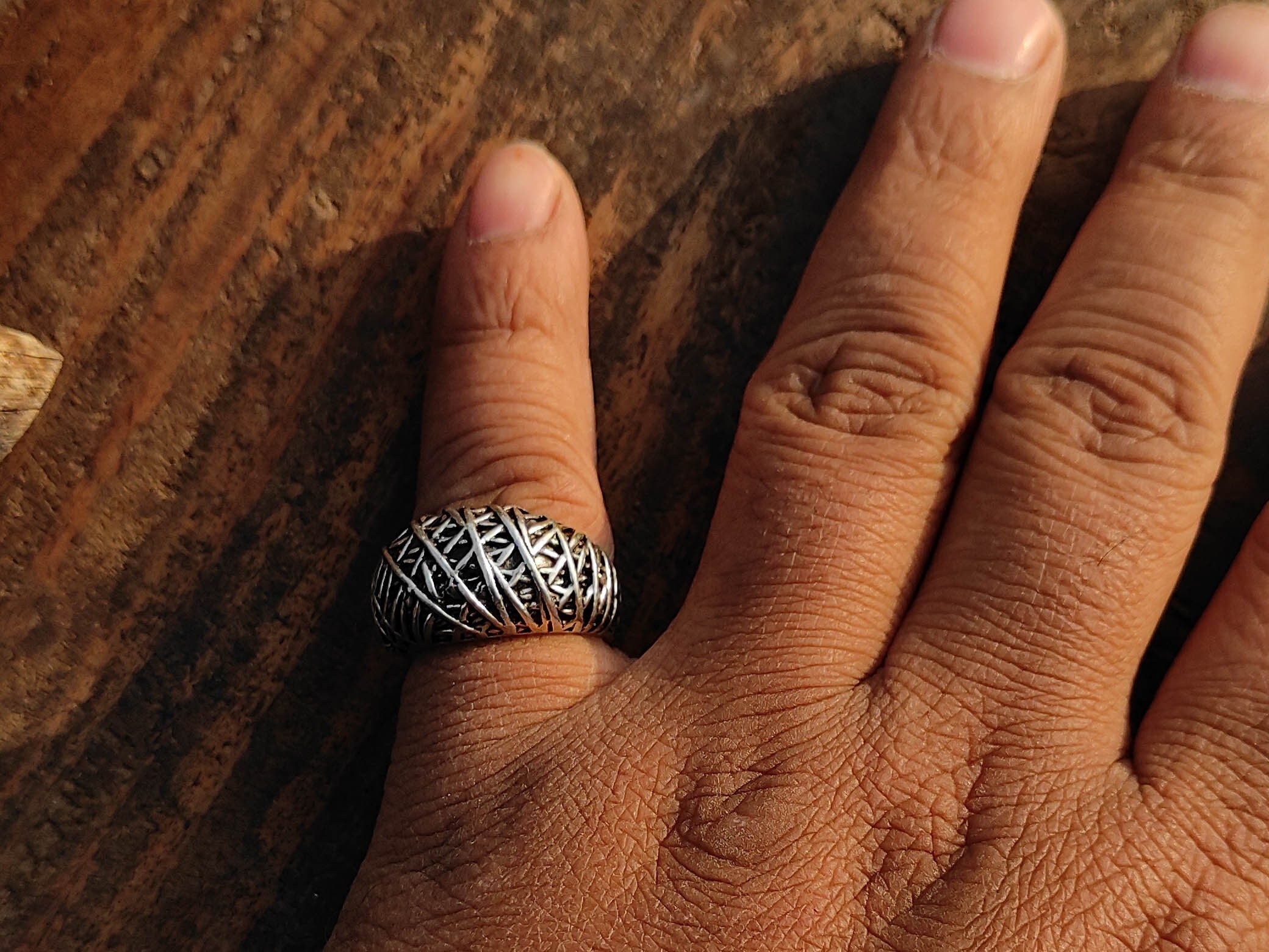 Silver Signet Ring for Men, Wire Wrap Style Symbol Ring, Big Signet ...