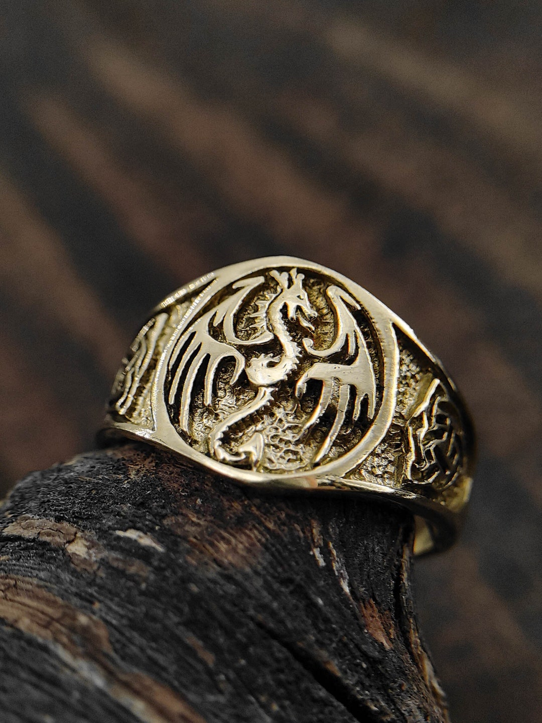 Buy Game of Throne Dragon Gold Ring, Knight Ring, Chinese Dragon, Gift ...