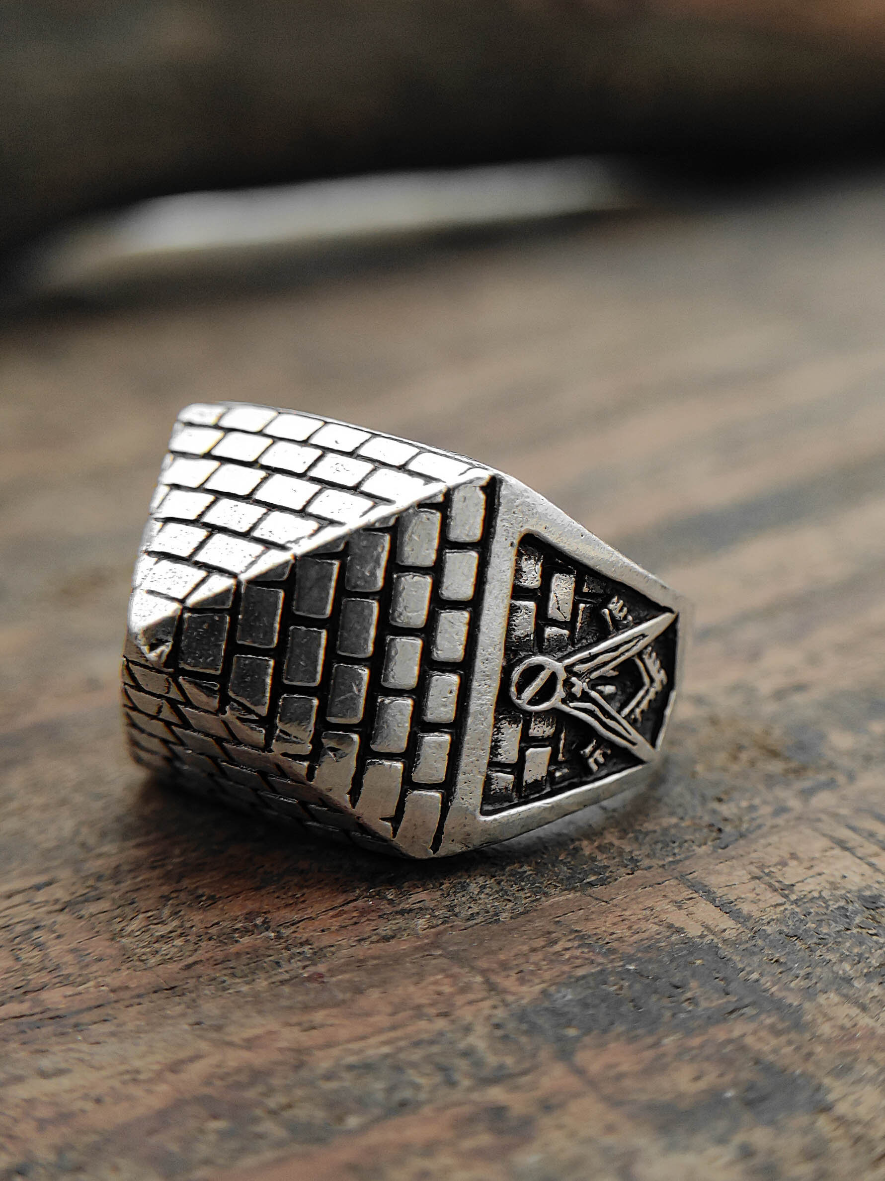 Pyramid Shape Signet Ring for Men, 925 Sterling Silver Ring, Statement ...