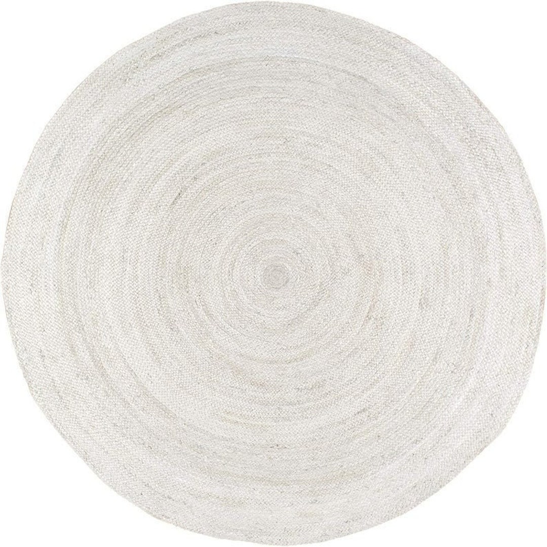 4x4 6x6 8x8 Ft. Natural Handwoven White Jute Round Rug - Etsy