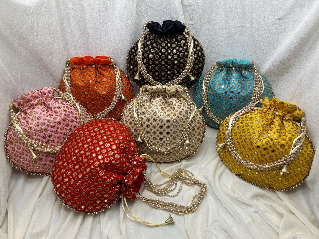 Handmade Indian Potli Bags, Embroidered Wedding Favor, Lot of 100 - Etsy