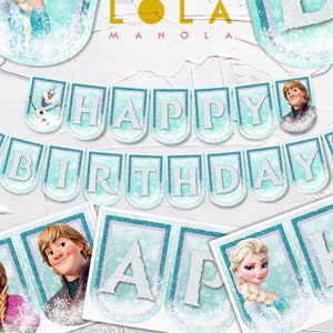 Frozen Banner, Birthday Supplies, Instant Download, Frozen Personalized ...