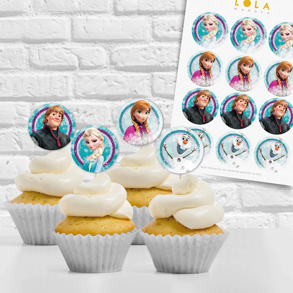 Frozen Cupcake Topper, Birthday Supplies, Instant Download, Frozen ...