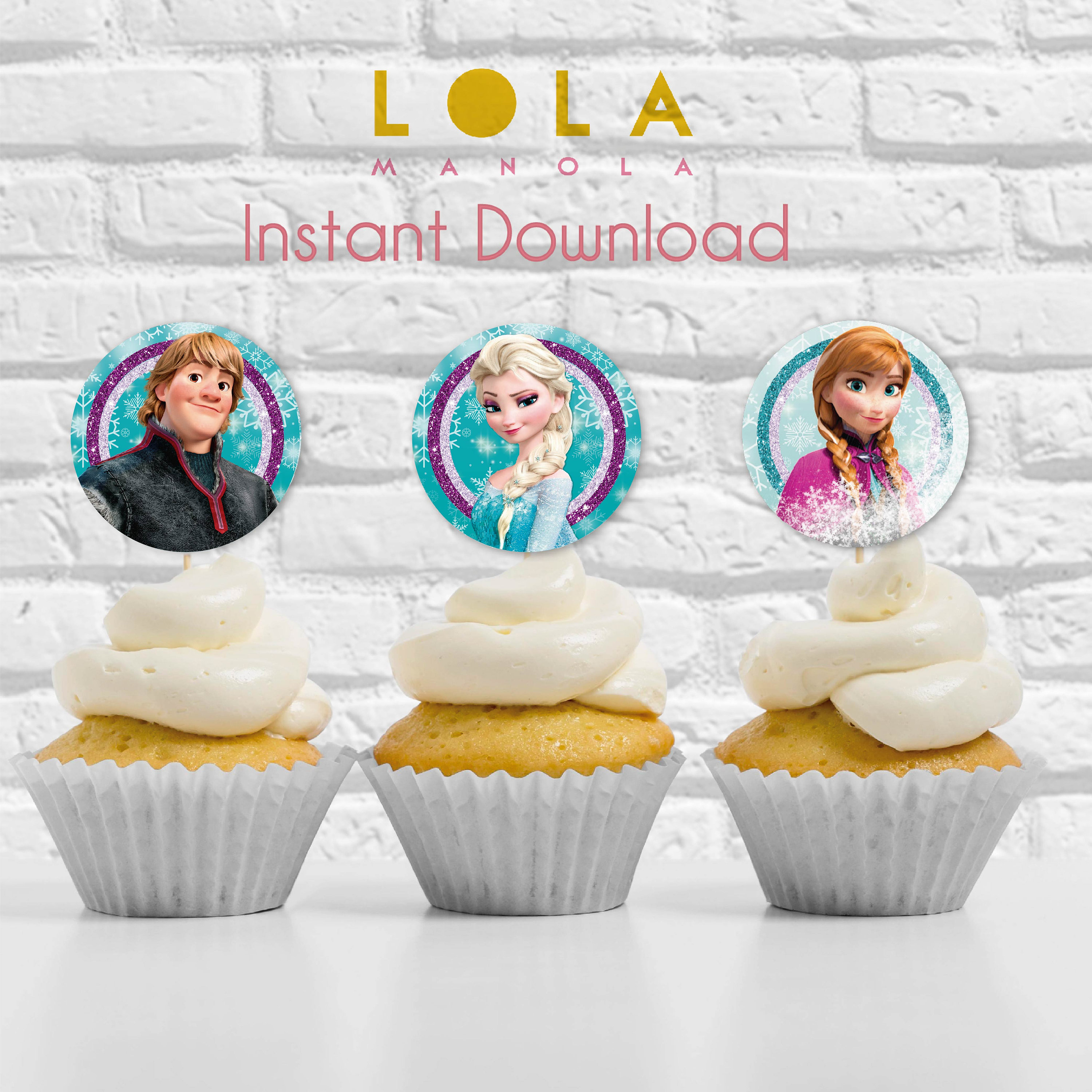 Frozen Cupcake Topper, Birthday Supplies, Instant Download, Frozen ...