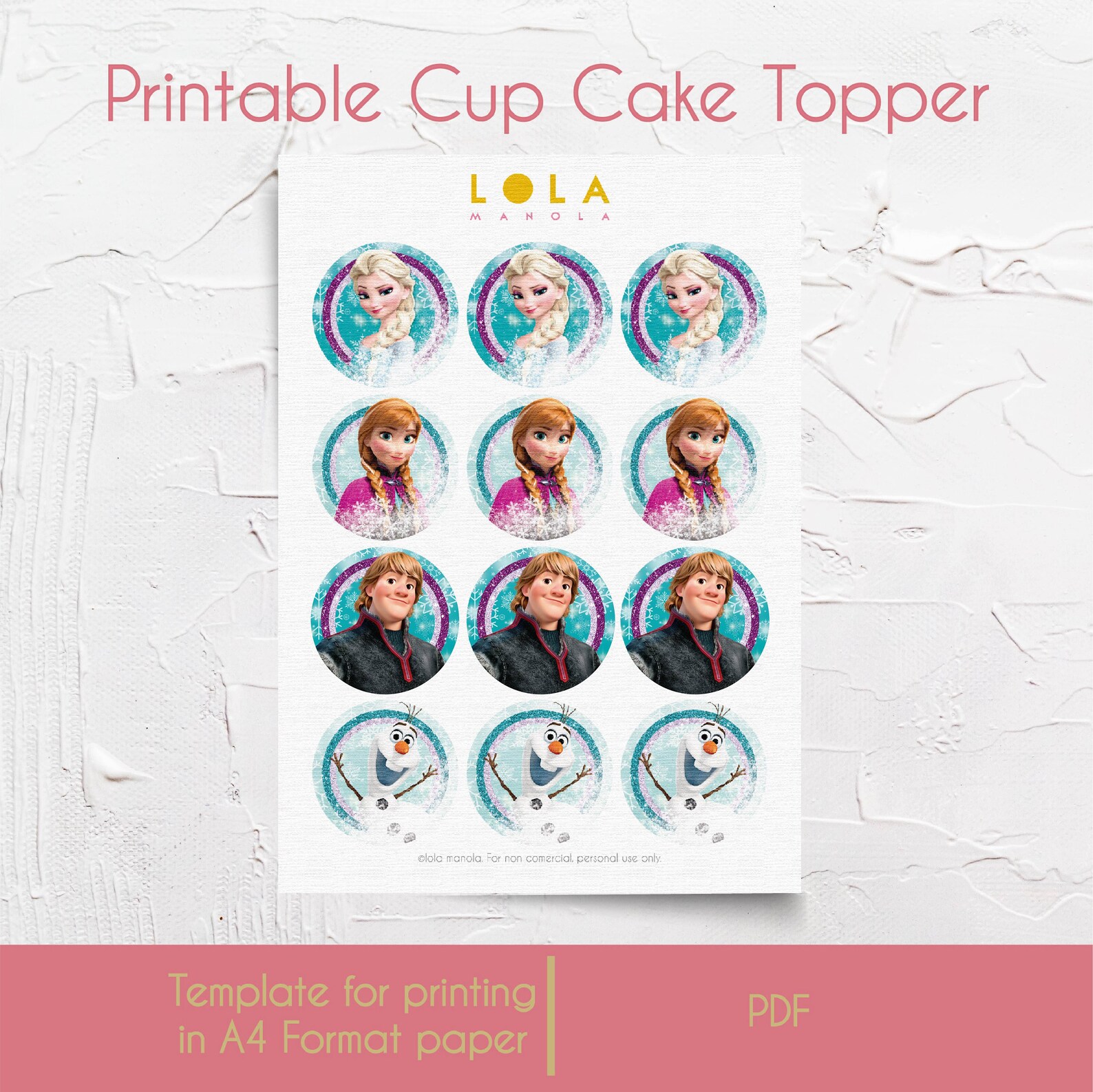 Frozen Cupcake Topper, Birthday Supplies, Instant Download, Frozen ...