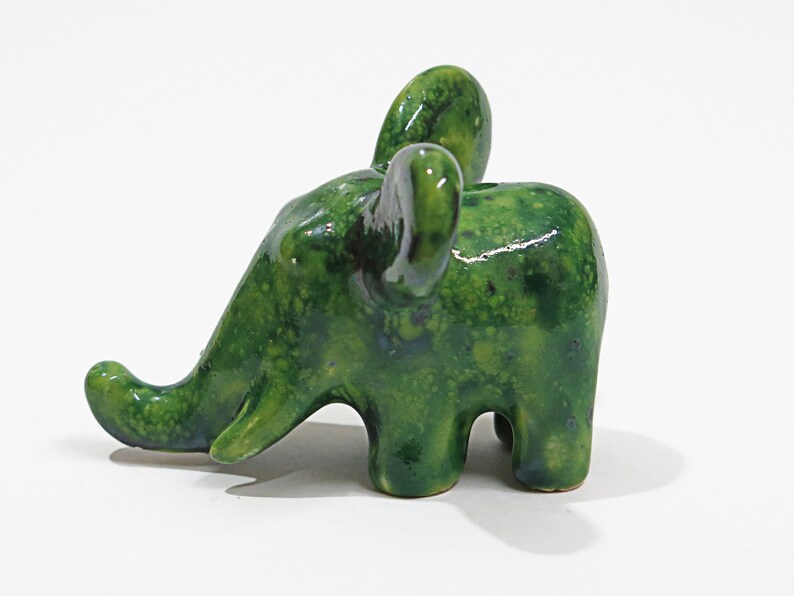 Green Ceramic Elephant Collectible Miniature Figurine - Etsy