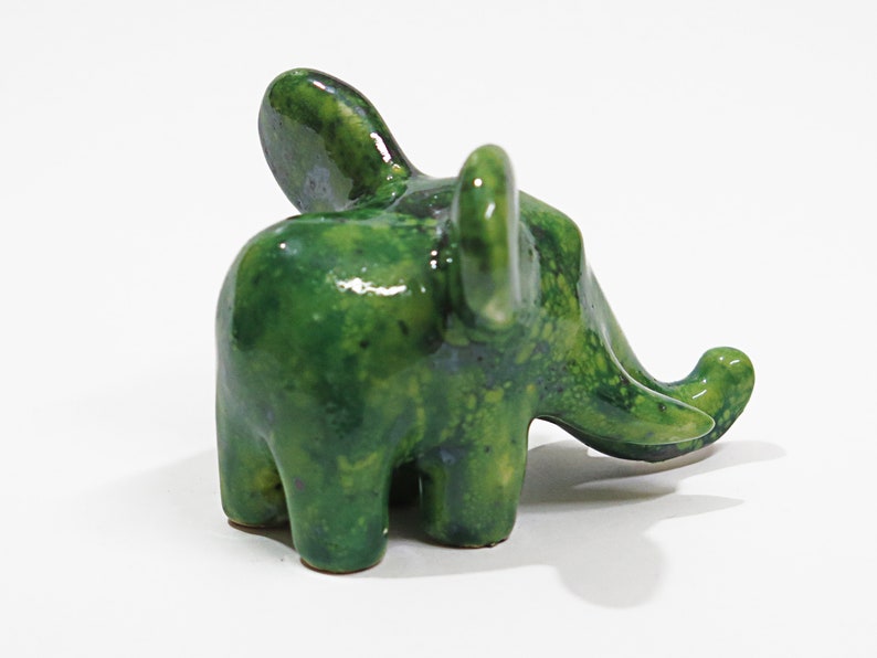 Green Ceramic Elephant Collectible Miniature Figurine - Etsy