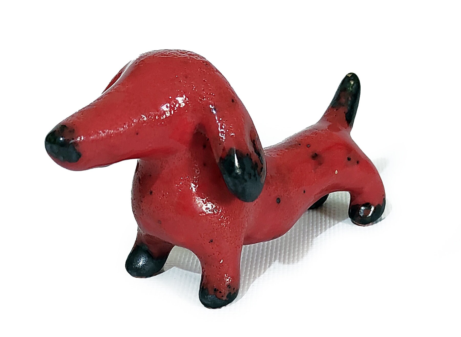 Red Dachshund Mini Ceramic Figurine, Miniature Dogs Figurines, Animals ...