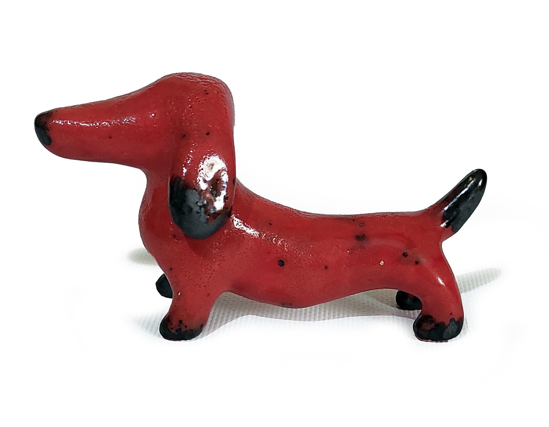 Red Dachshund Mini Ceramic Figurine, Miniature Dogs Figurines, Animals ...