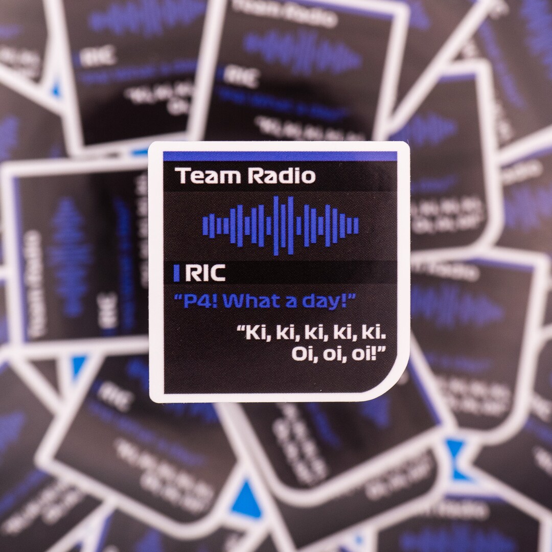 Daniel Ricciardo p4 Ki Ki Ki Formula 1 Radio Message F1 Waterproof ...