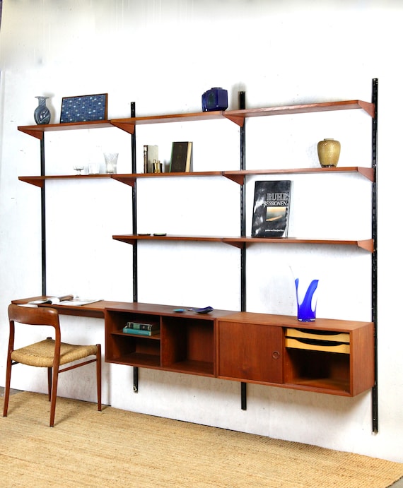 CUSTOMIZE Your Teak Kai Kristiansen Wall Unit 3 Bay Shelving System Modular Wall Shelf Midcentury Danish Design Wall Shelf Etsy