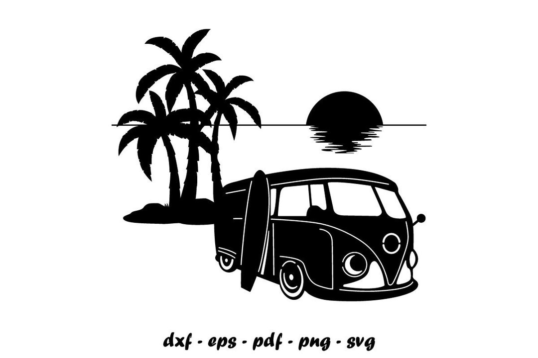 Summer Beach Minivan SVG, Adventure Time Beach Dxf, Summer Fun Png ...