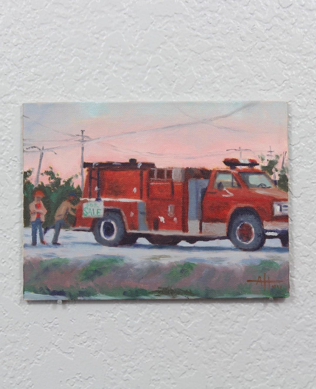 Original Fire Engine Oil Painting: Breckenridge Texas Art (6x8 ...