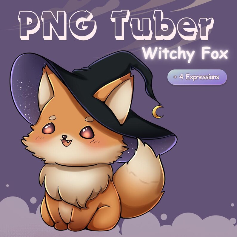 Witchy Fox Pngtuber Set - 4 Magical Chibi Expressions for More ...