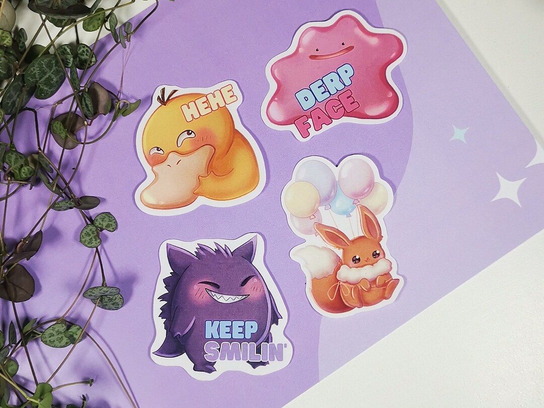 Sticker Evoli Gengar Ditto Enton Stickers Also Holographic With Glitter ...