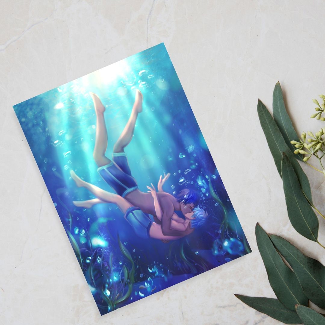Aokuro Poster Aomine Kuroko Underwater Kiss Boys Love Print - Etsy