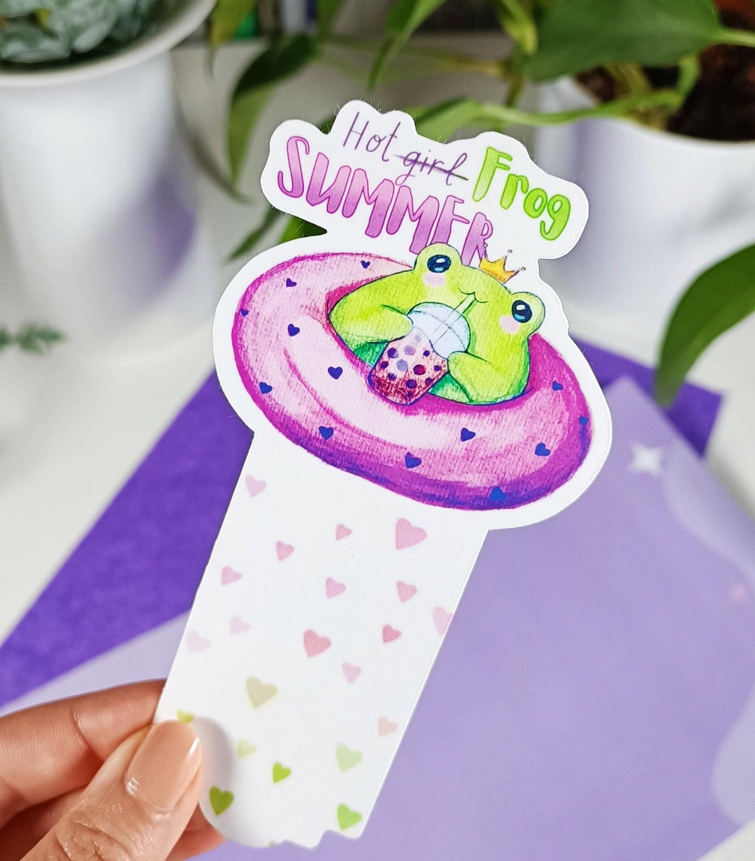 Hot Frog Summer Bookmark - Cute Frog Bookmark With Floating Tyre for ...