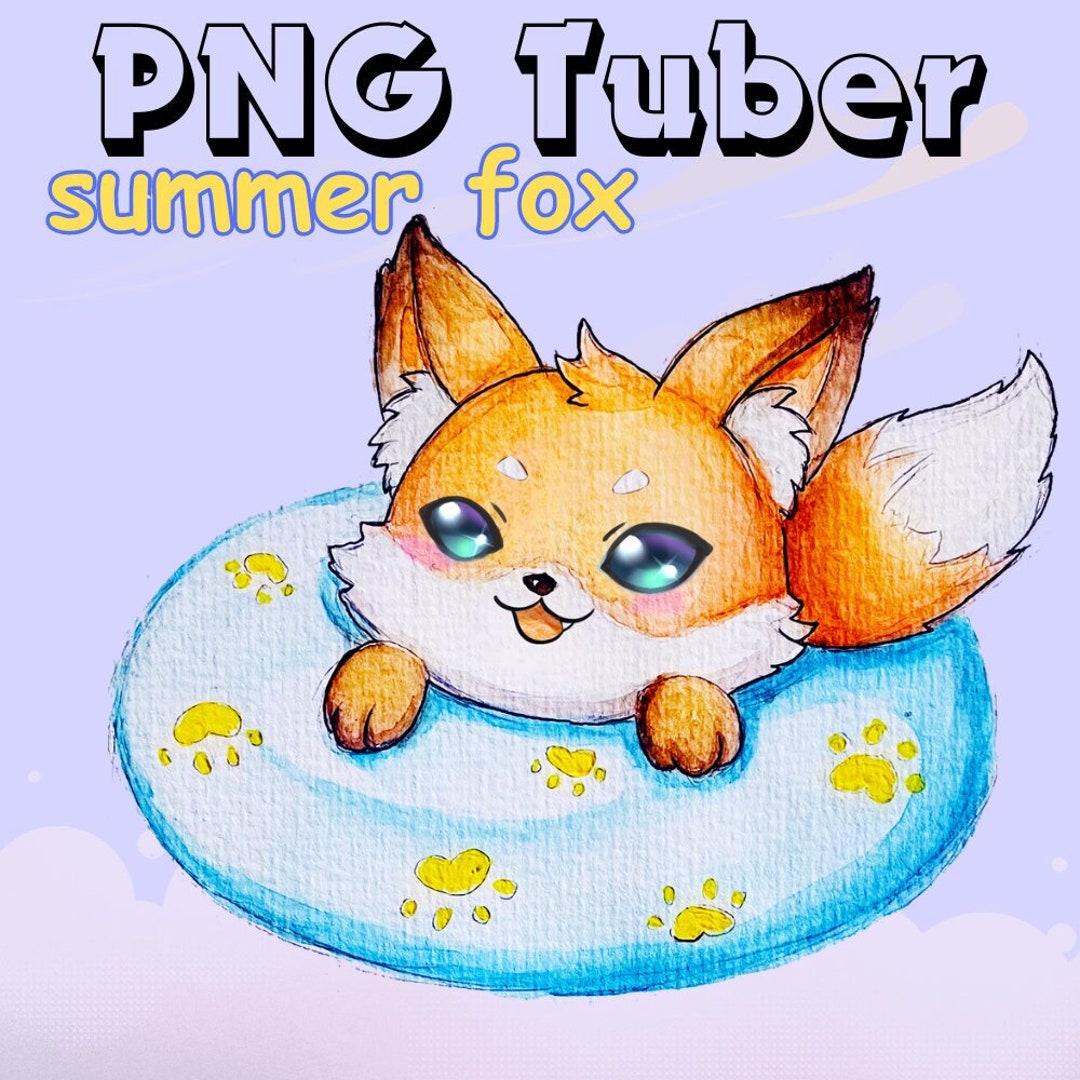 Pngtuber Fox in a Swimming Tyre | in a Unique Watercolour Look | Ready ...