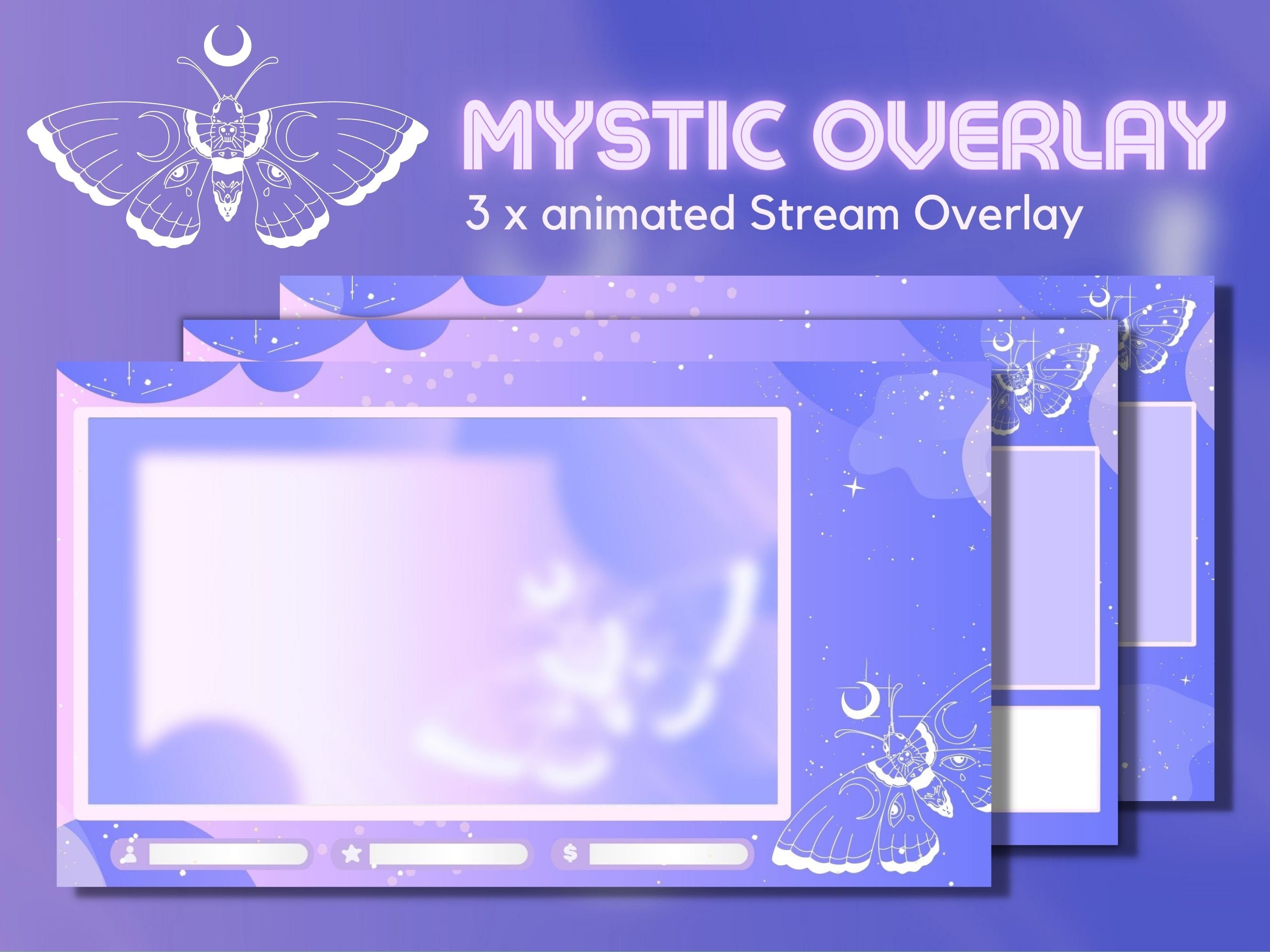 Mystical Moth Stream Overlay Live Twitch Animated Purple - Etsy
