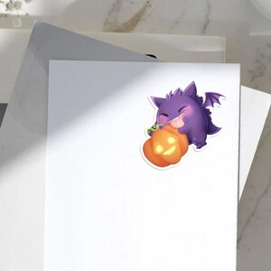 Halloween Gengar Stickers With Pumpkin Cute Spooky Stickers With Shiny ...