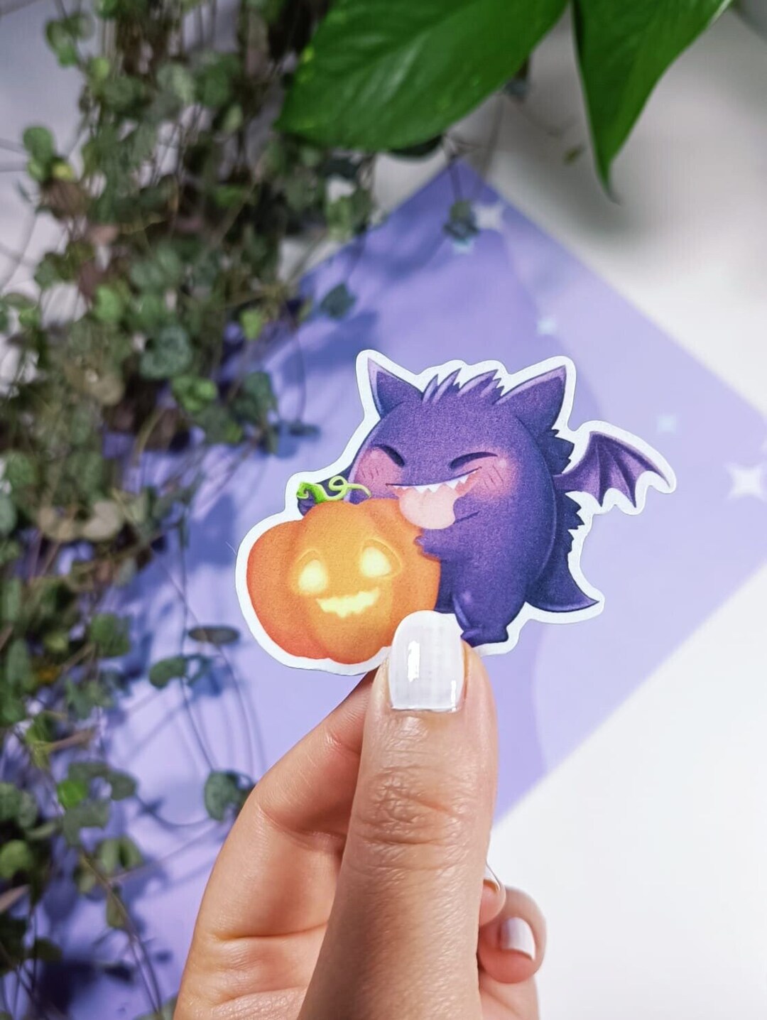 Halloween Gengar Stickers With Pumpkin Cute Spooky Stickers With Shiny ...