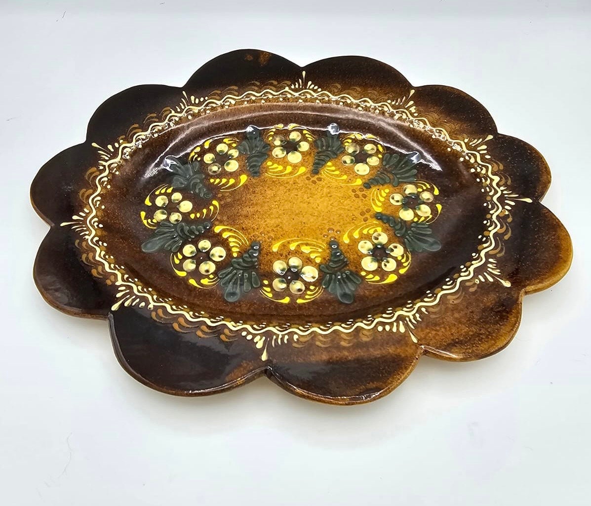 Vintage Alsace Soufflenheim Scalloped Platter Daisy Pattern VHTF ...