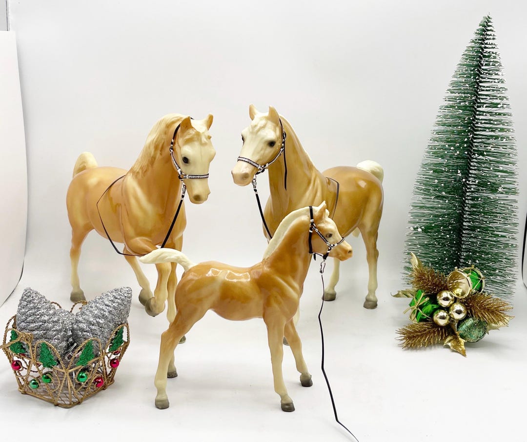 Breyer Family Arabian Stallion Mare Foal Glossy Palomino Faith Hope ...