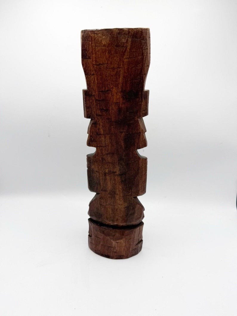1970's Mayan Aztec Totem Pole Style Carved Figure 14" Kneeling Artifact ...