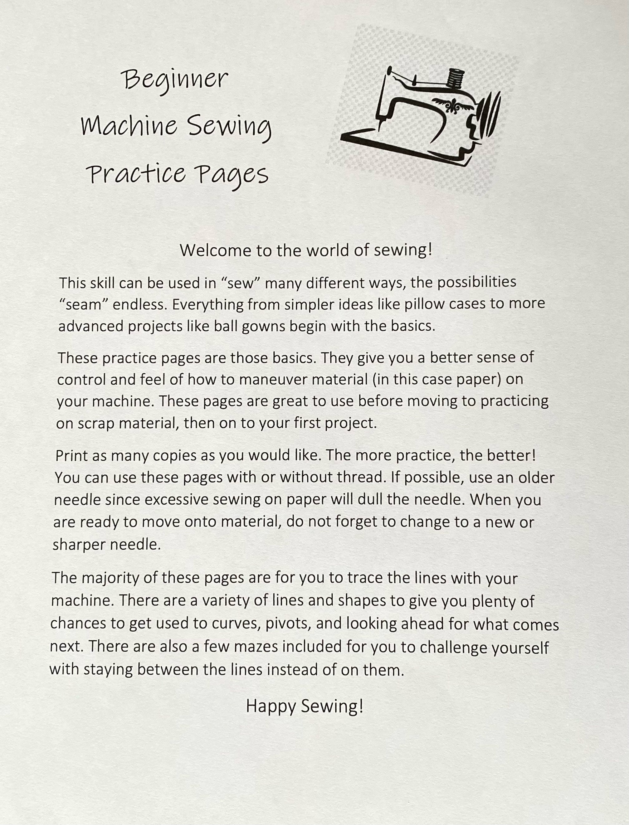 Beginner Sewing Machine Practice Pages - Etsy