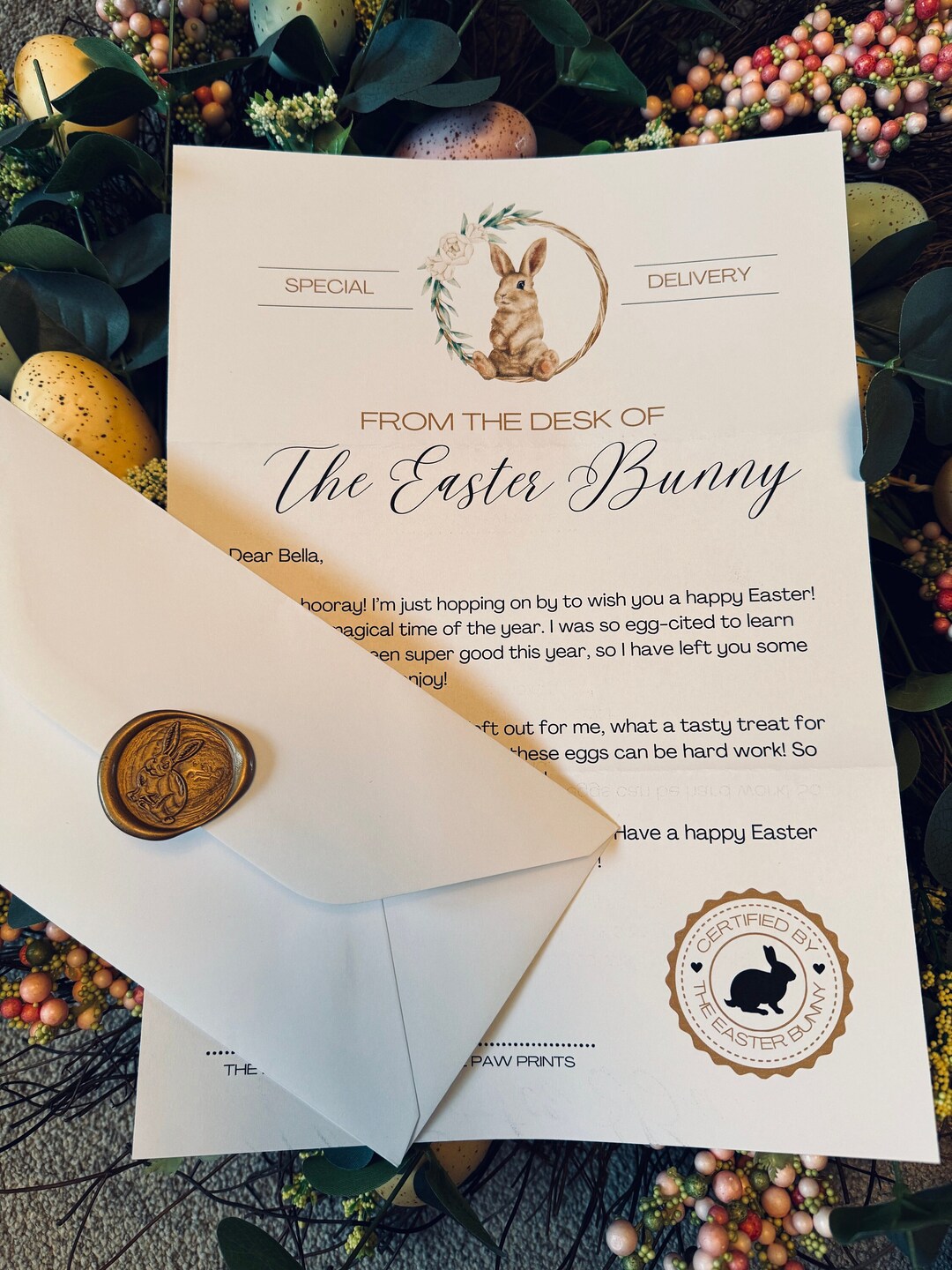 Easter Bunny Personalised Letter | Easter Gift - Etsy
