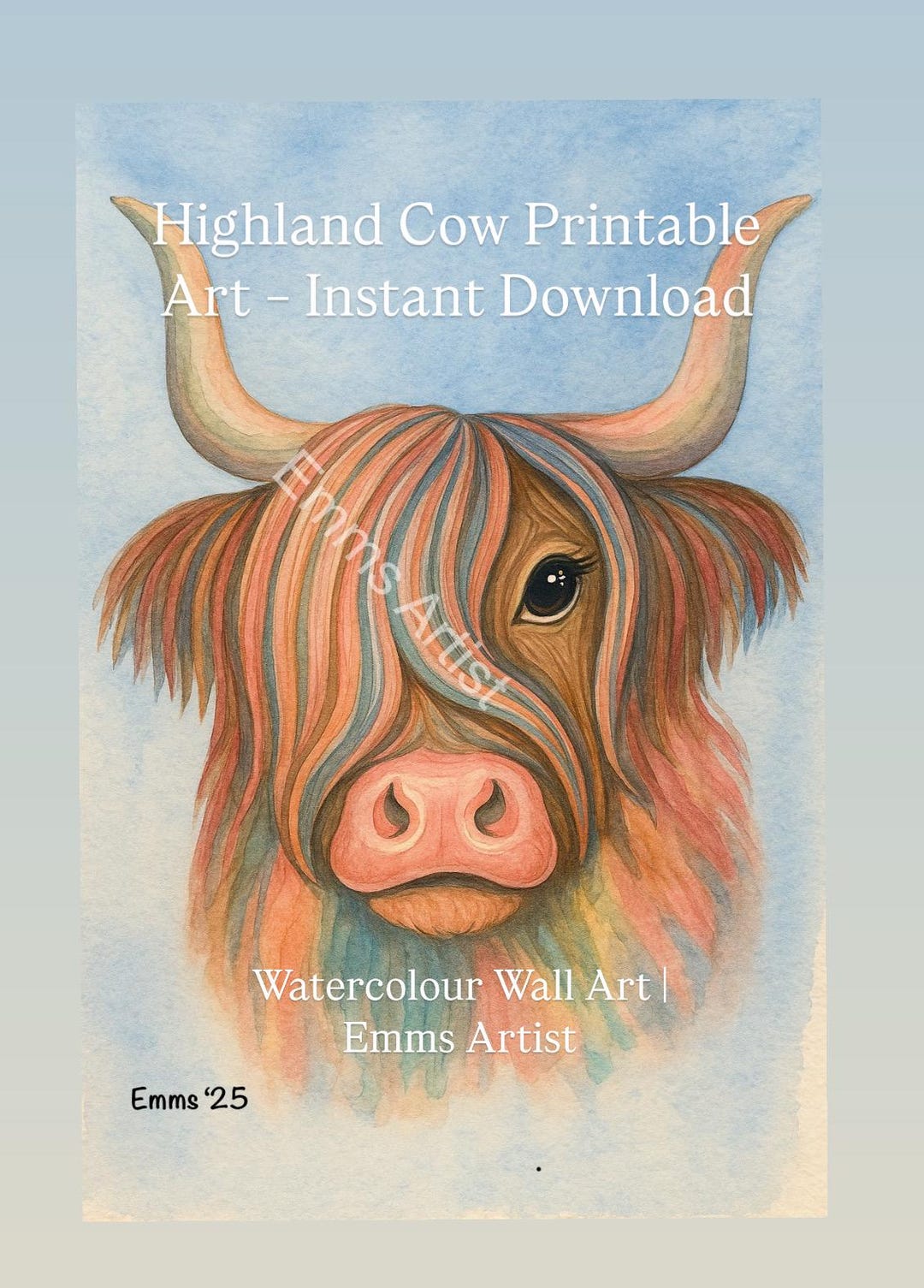 Highland Cow Printable Wall Art – Digital Download – Colourful ...