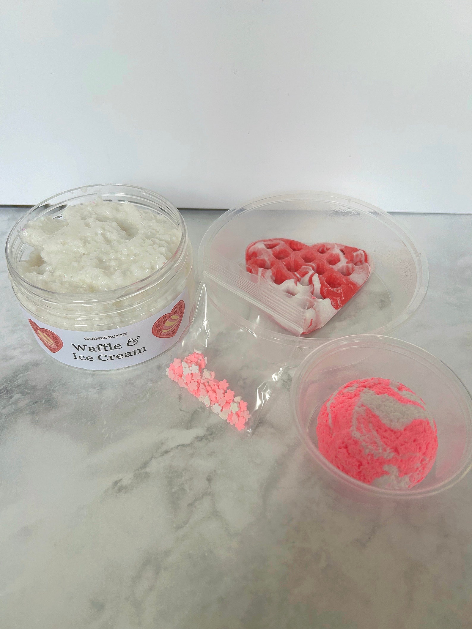 Waffle & Ice Cream Bingsu Slime With Clay Add Ins and Charms Diy Slime ...