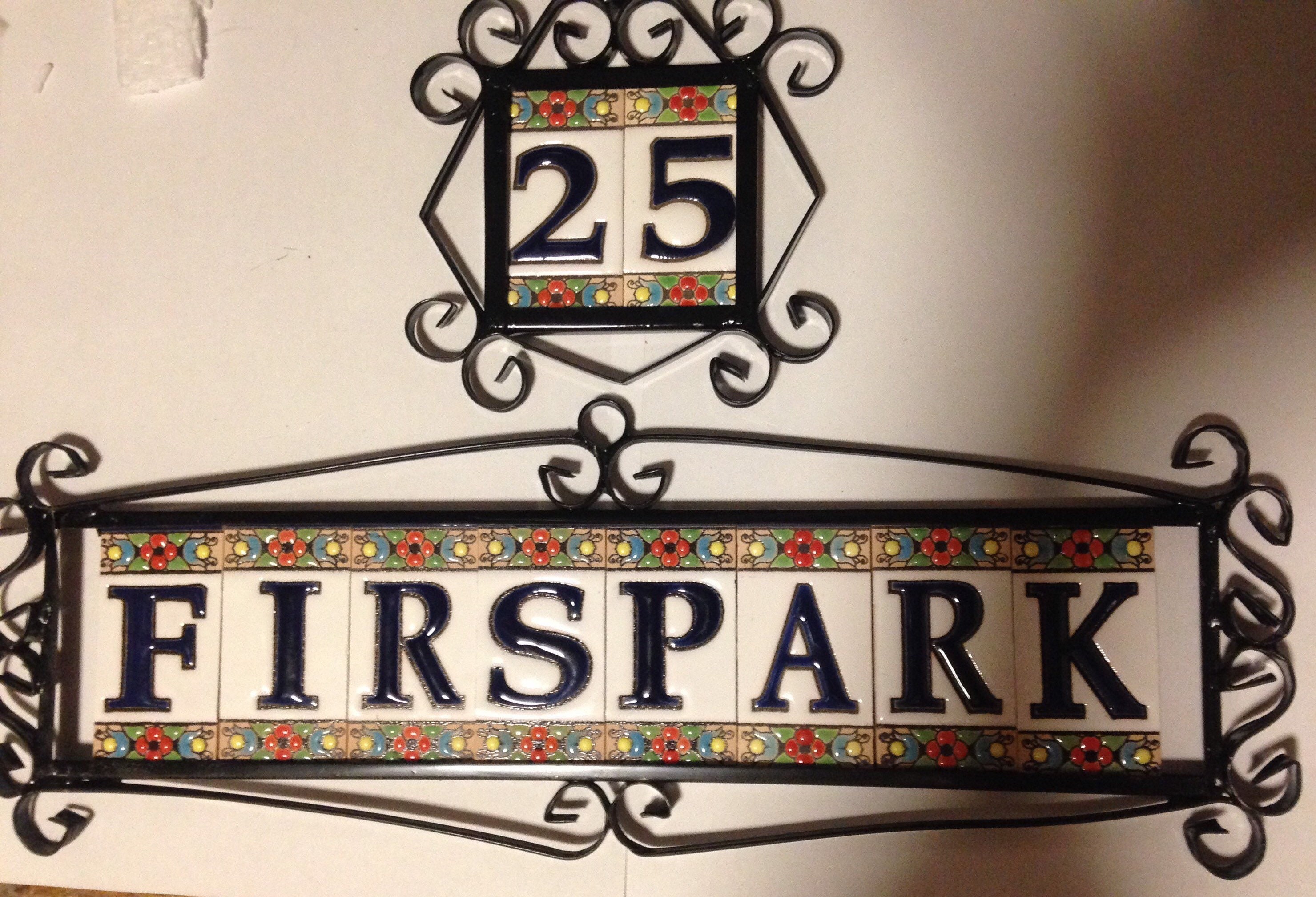 Genuine Spanish House Numbers & Letters Tiles. Ceramic, Navy Blue ...