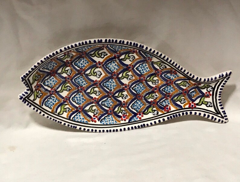 Tunisian Delightful Dining. Ceramic Fish Plate or 4 Piece Set. - Etsy UK