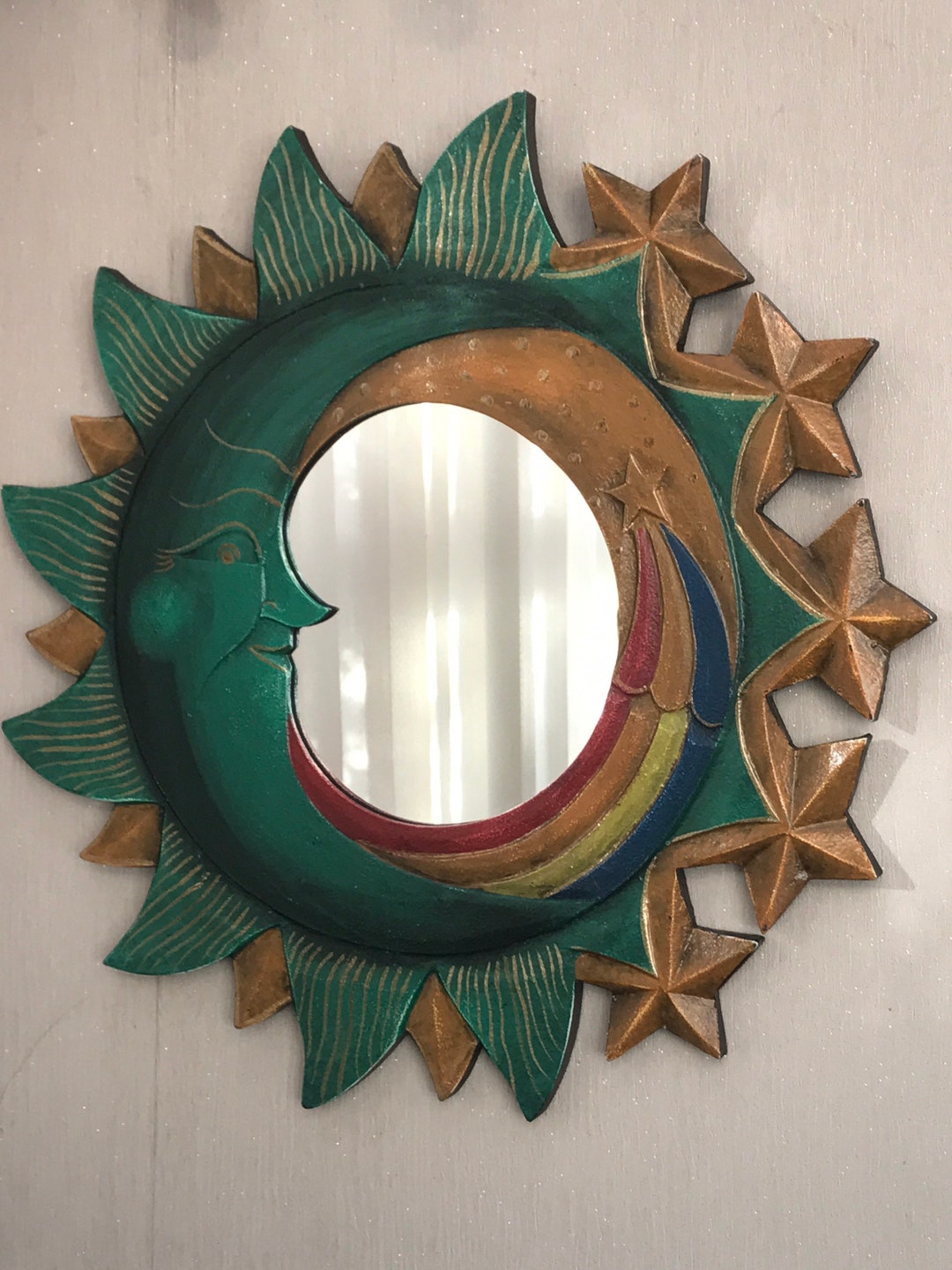 Stunning Sun & Moon Mirrors. Fair Trade. Hand Carved, Hand Painted ...