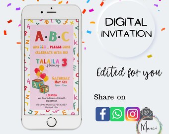 Abc Birthday Invitation - Etsy