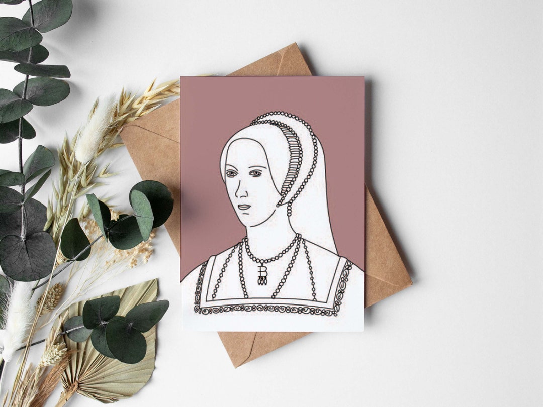 Anne Boleyn Line Drawing Greeting Card - Etsy