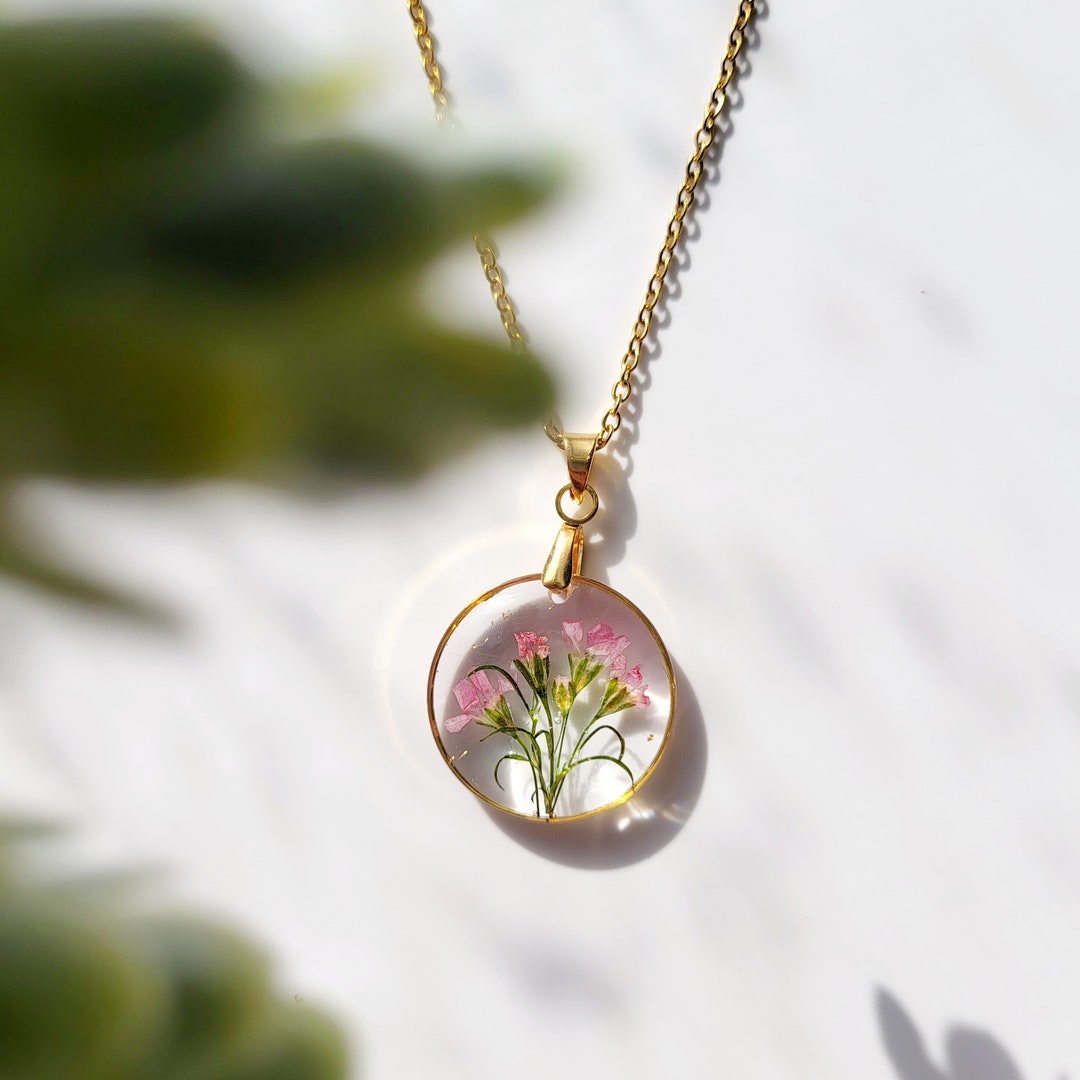 January Birth Flower Necklace, Carnation Flower, Handmade Birth Month ...
