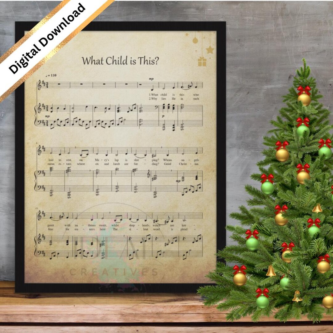 What Child is This Printable Vintage Christmas Hymn Carol Sheet Music ...