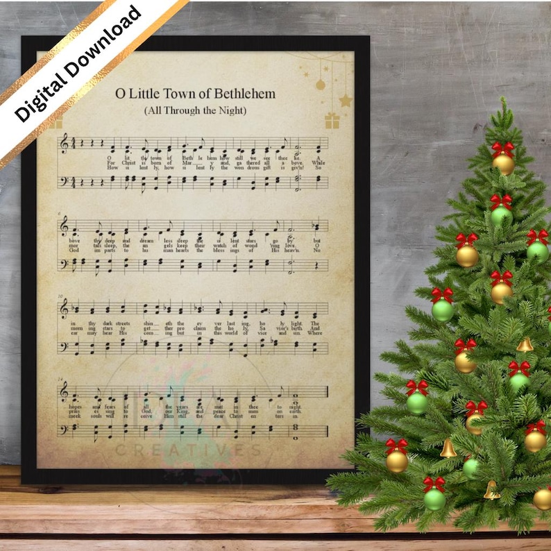 O Little Town of Bethlehem Printable Vintage Christmas Hymn Carol Sheet ...