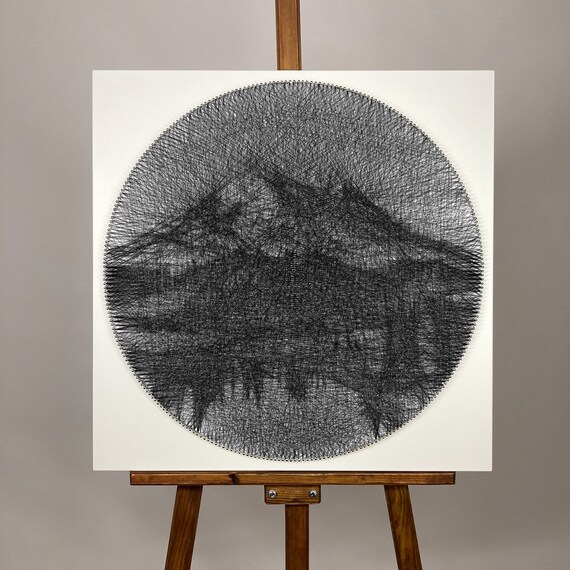 Landscape painting mountains art String art | Etsy