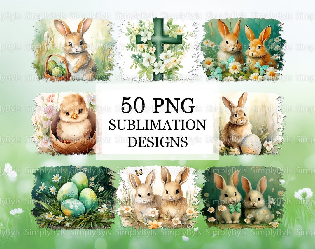 Easter Sublimation Background Bundle, Easter Bunny Sublimation Designs ...