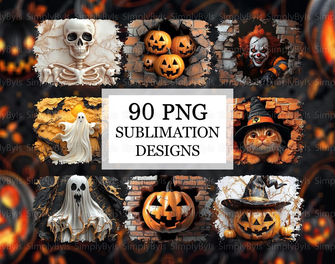 3D Halloween Sublimation Designs, Halloween Background Png, Spooky ...