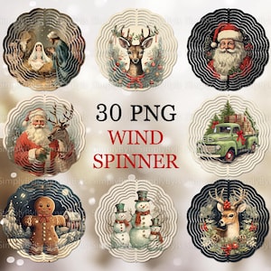 Christmas Wind Spinner PNG Bundle, Vintage Christmas Wind Spinner ...