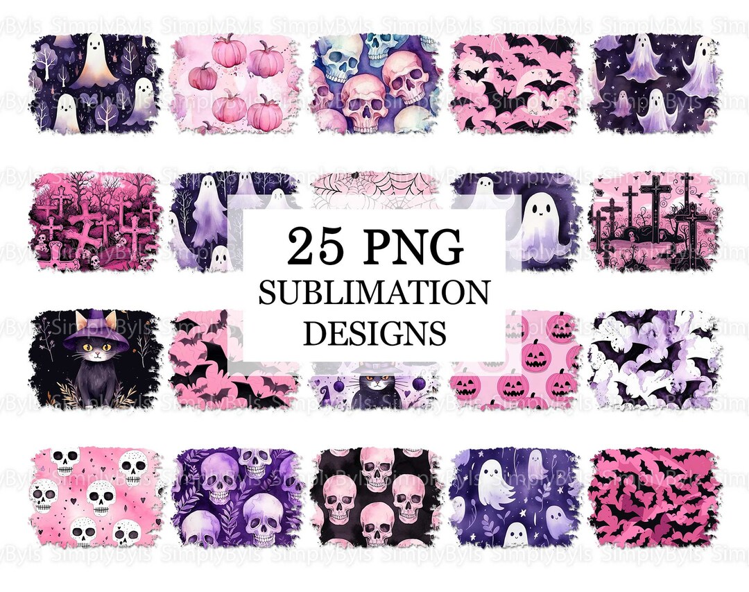 Halloween Sublimation Designs, Spooky Sublimation Backgrounds, Pink ...